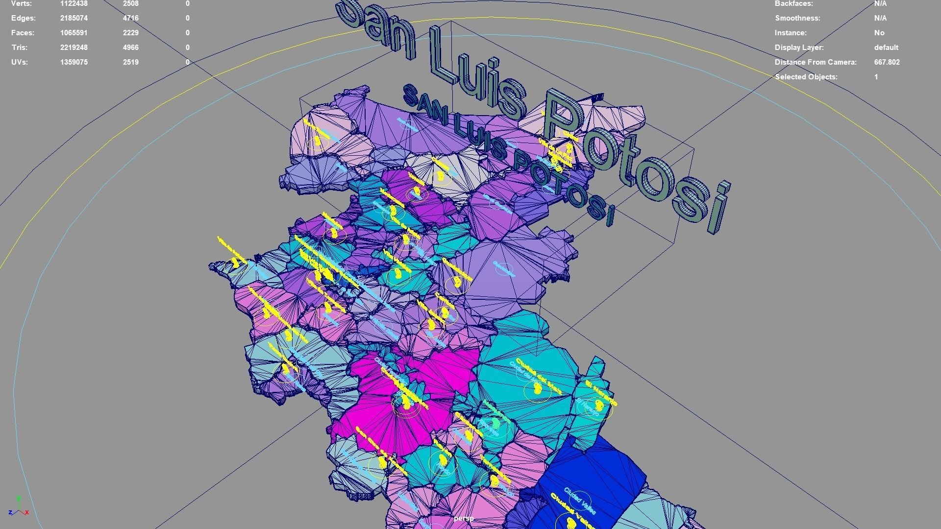 San Luis Potosi Mexico map region geography political 3D model rigged ...