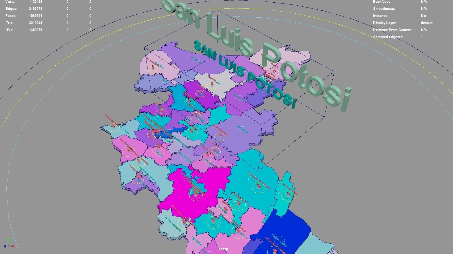 San Luis Potosi Mexico map region geography political 3D model rigged ...