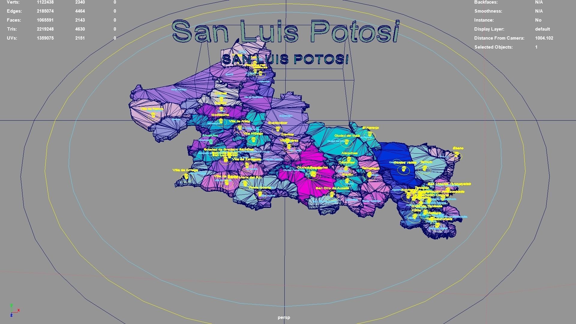 San Luis Potosi Mexico map region geography political 3D model rigged ...