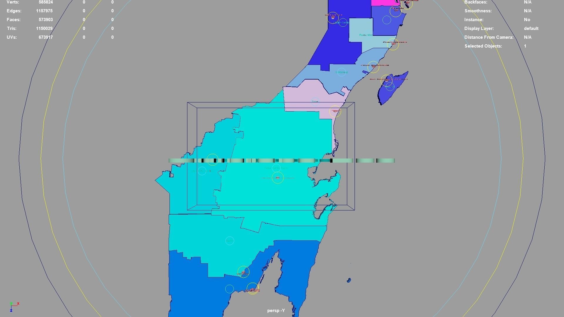 Quintana Roo Mexico map region geography political geographic 3D model ...