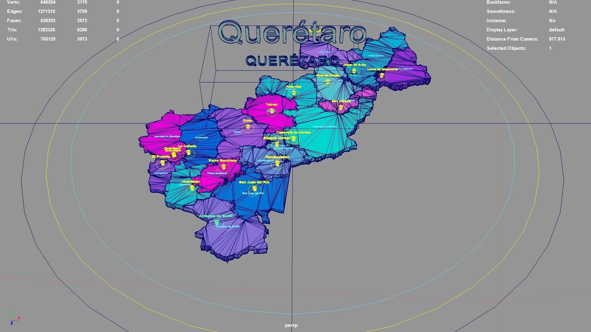 Queretaro Mexico map region geography political geographic 3D model ...