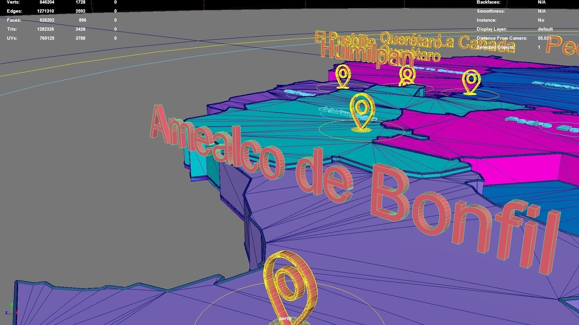 Queretaro Mexico map region geography political geographic 3D model ...