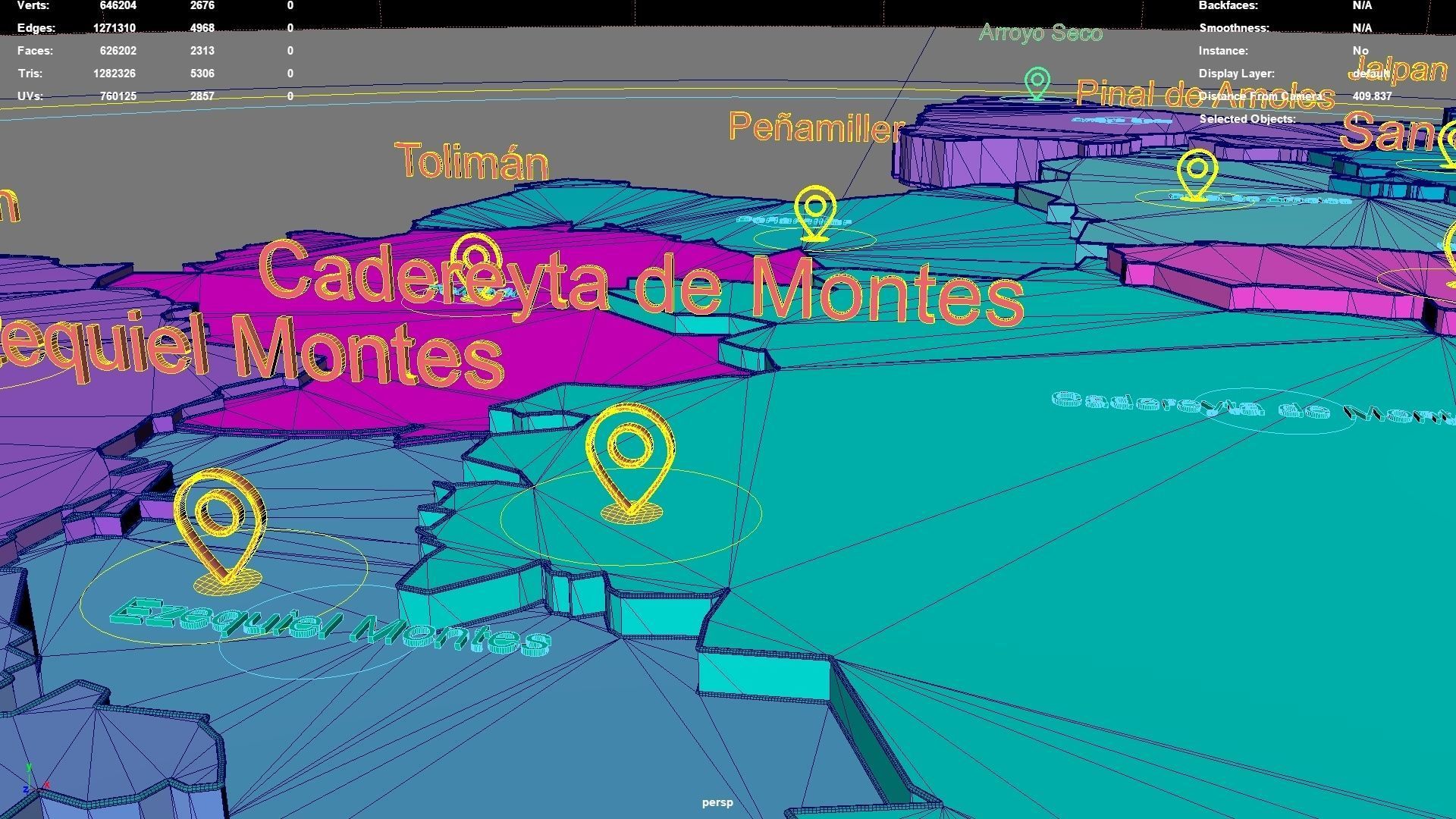 Queretaro Mexico map region geography political geographic 3D model ...