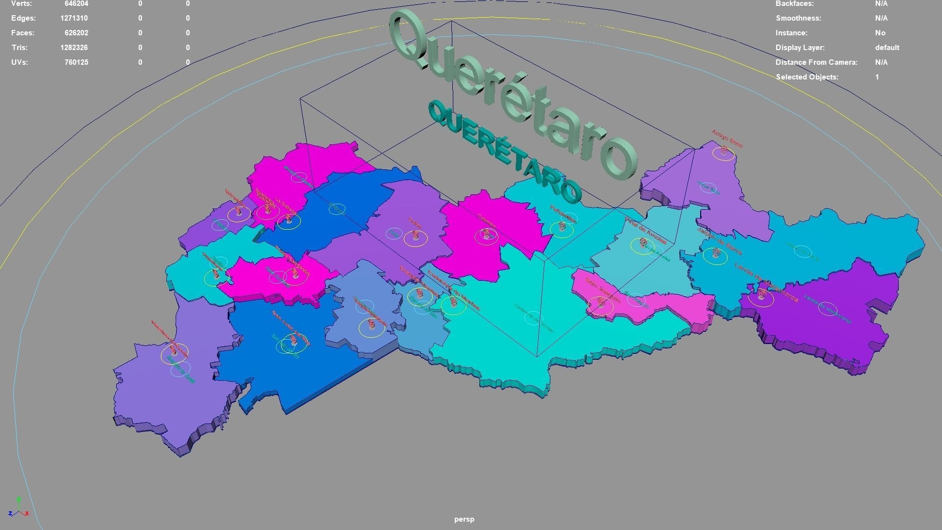 Queretaro Mexico map region geography political geographic 3D model ...
