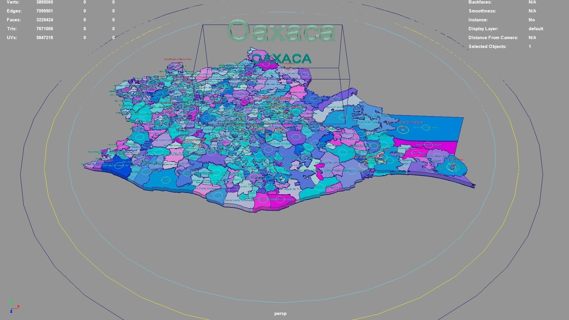 Oaxaca Mexico map region geography political geographic 3D model rigged ...