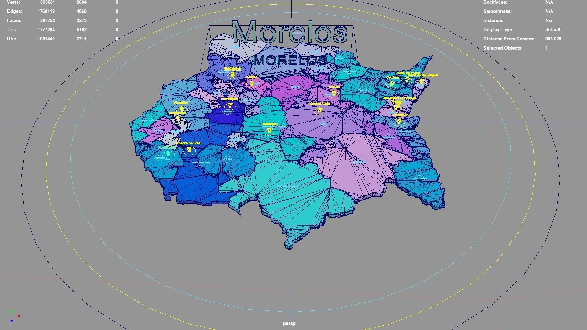 Morelos Mexico map region geography political geographic 3D model ...