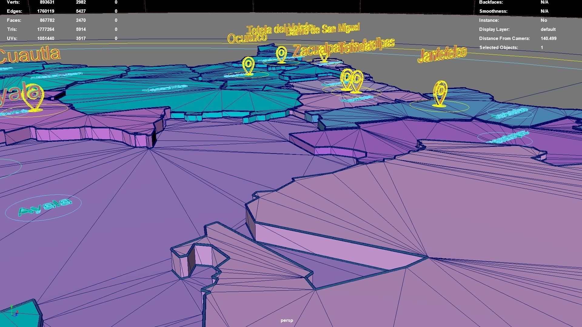 Morelos Mexico map region geography political geographic 3D model ...