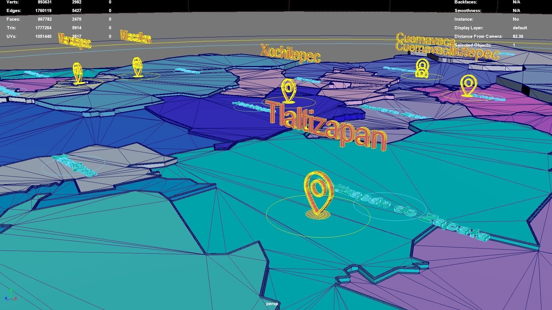 Morelos Mexico map region geography political geographic 3D model ...