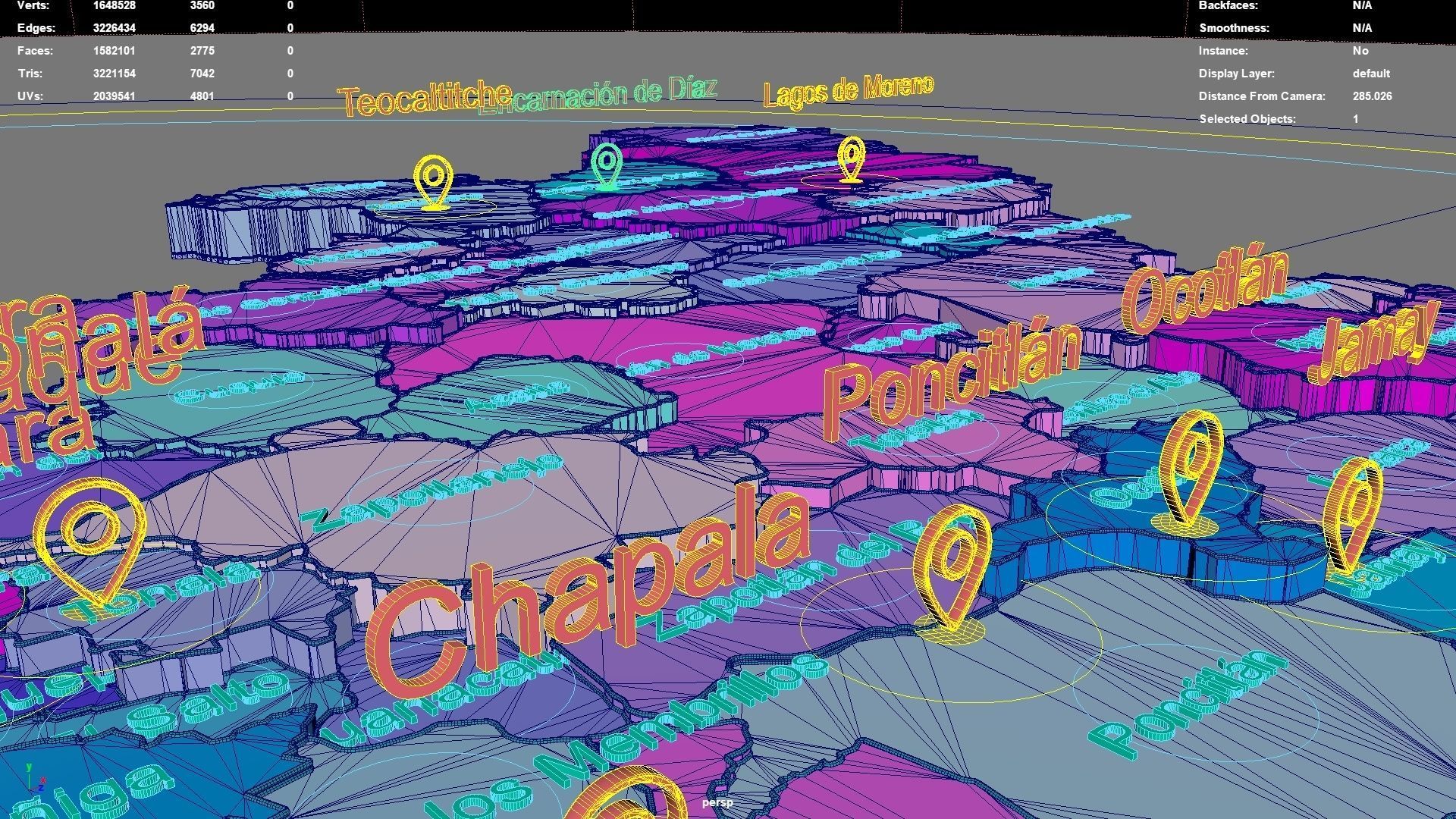 Jalisco Mexico map region geography political geographic 3D model ...