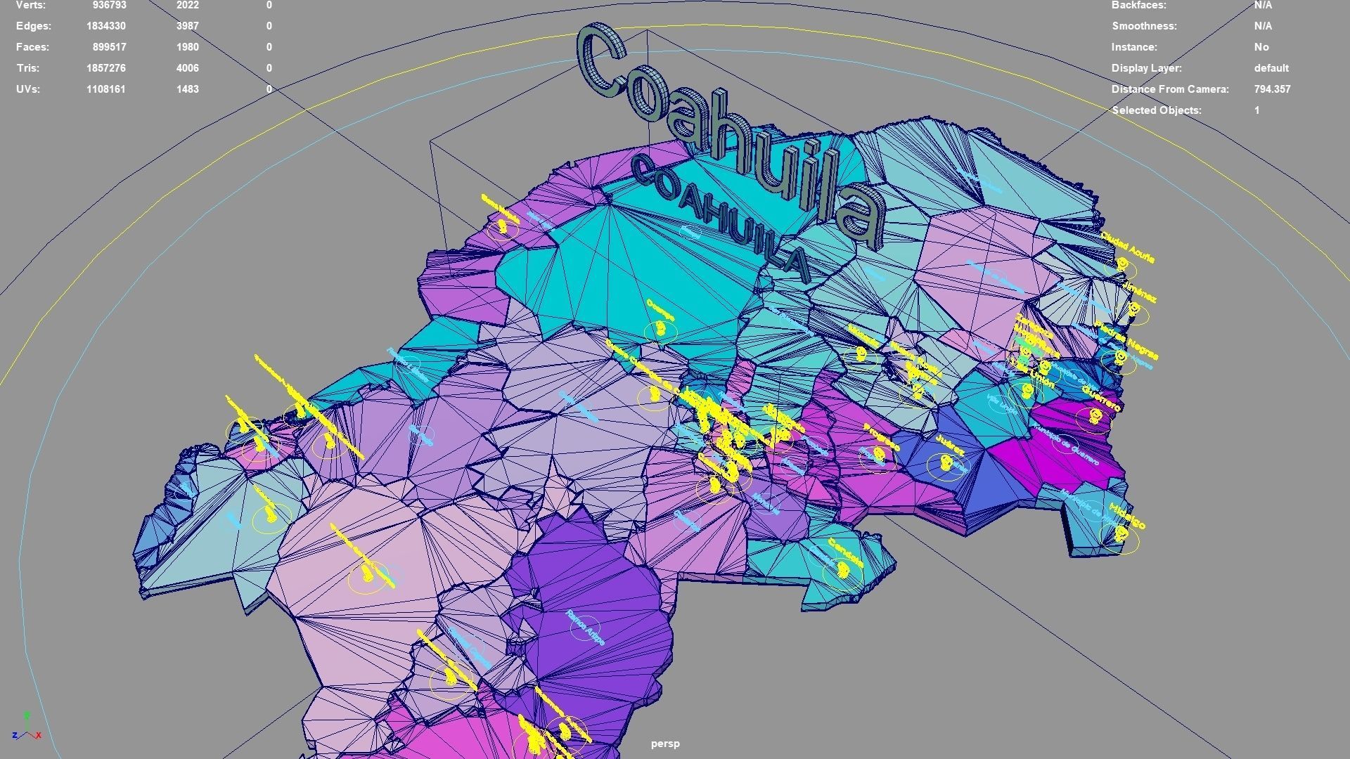 Coahuila Mexico map region geography political geographic 3D model ...
