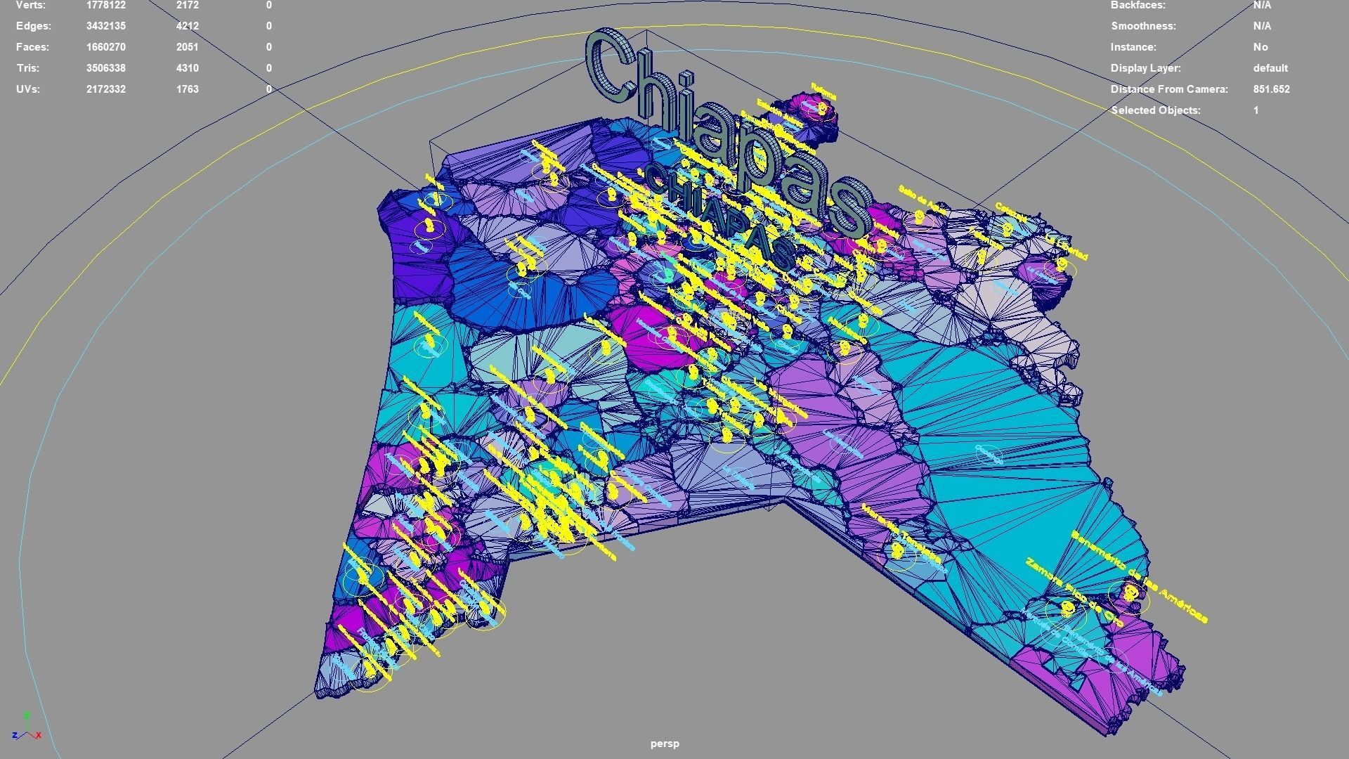 Chiapas Mexico map region geography political geographic 3D model ...