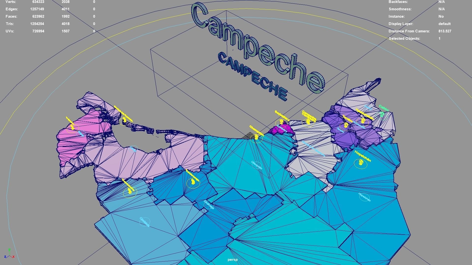 Campeche Mexico map region geography political geographic 3D model ...