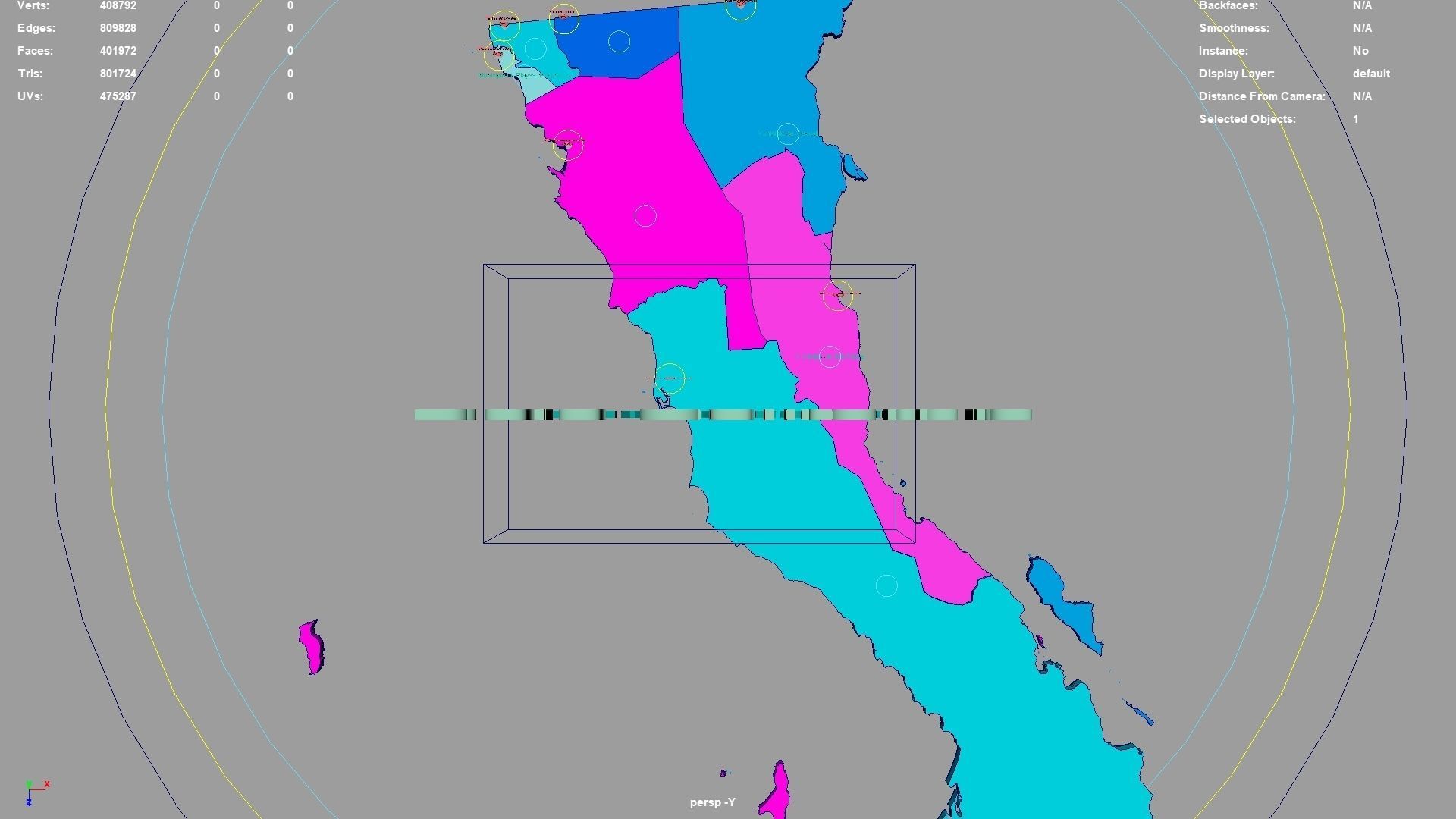 Baja California Mexico map region geography political 3D model rigged ...