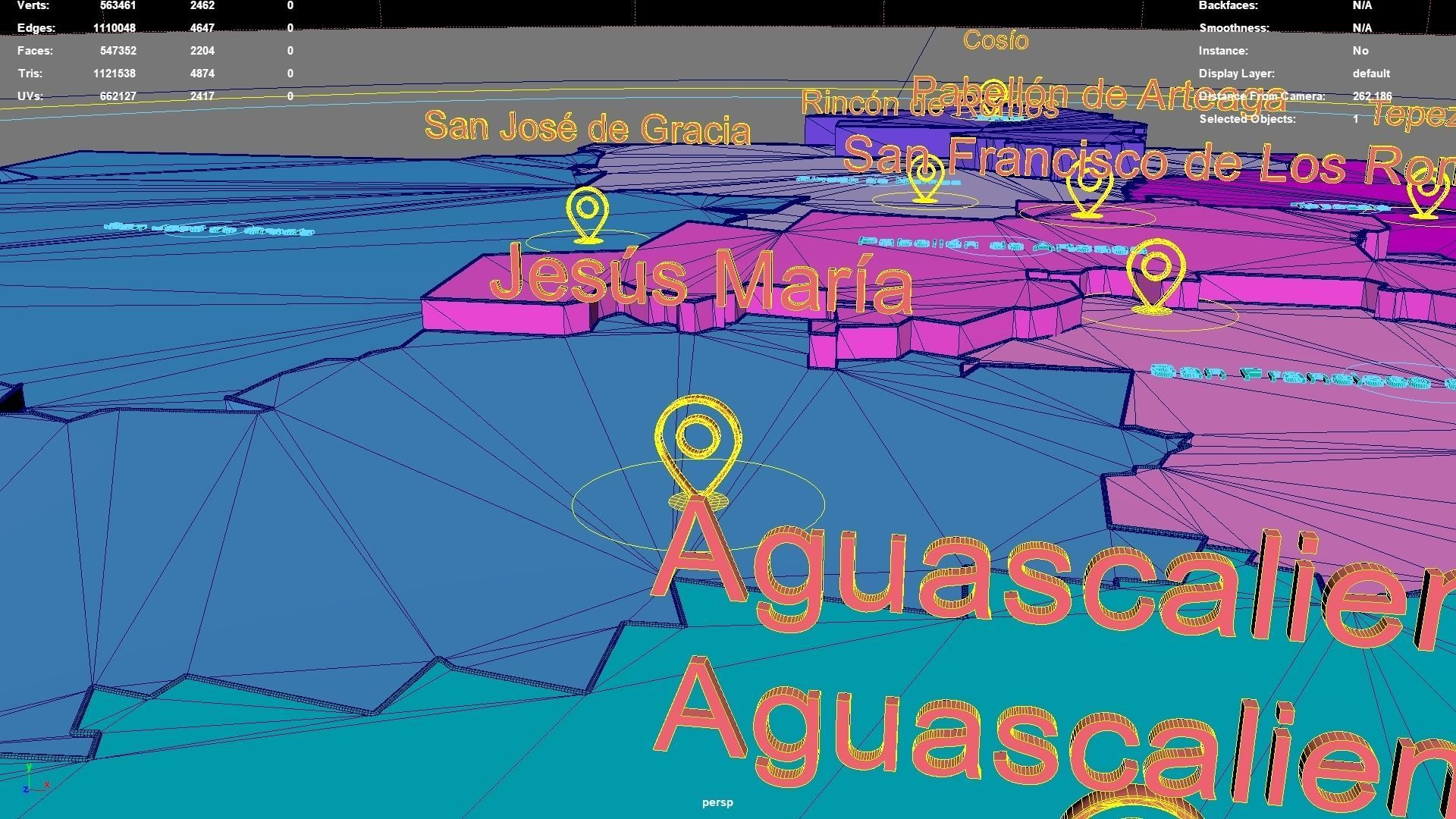 Aguascalientes Mexico map region geography political geographic 3D ...