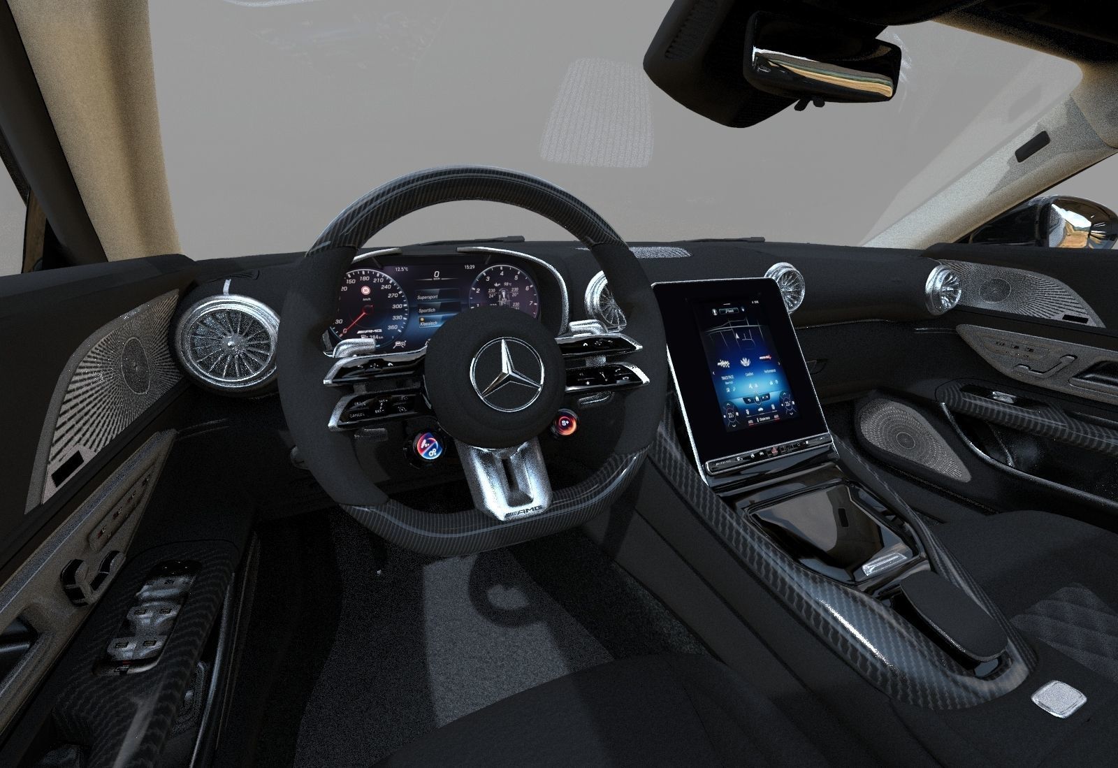 Mercedes Benz AMG GT 2024 HQ interior 3D model | CGTrader