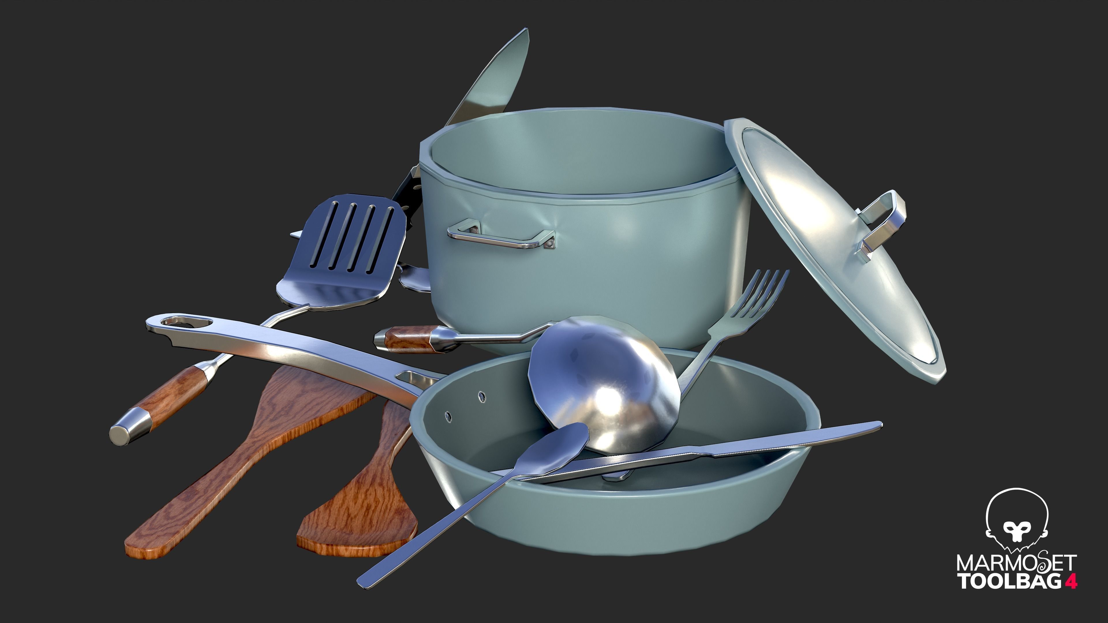 Cooking Utensils Game Ready Asset Pack free VR / AR / low-poly 3D model ...