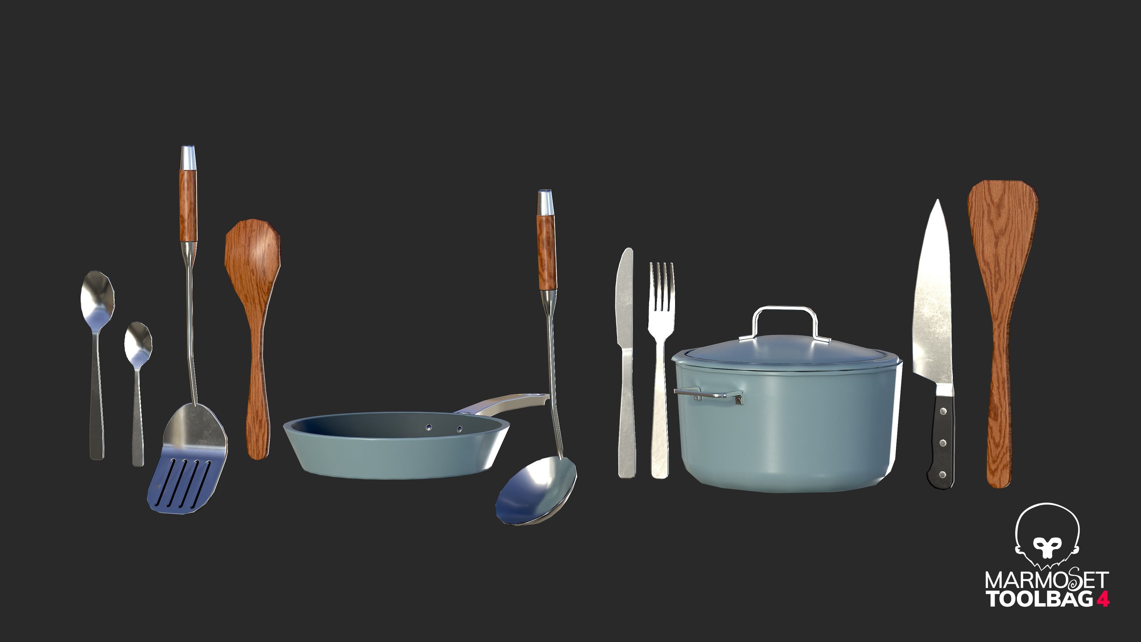 Cooking Utensils Game Ready Asset Pack free VR / AR / low-poly 3D model ...