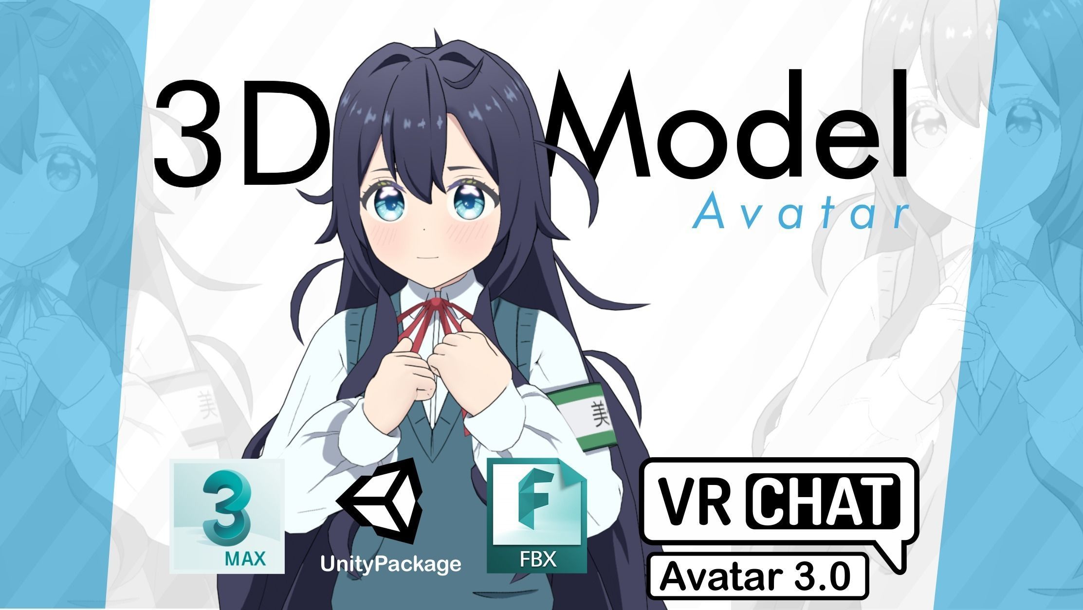 Shizuka 100 girlfriend VRChat 3D model rigged | CGTrader