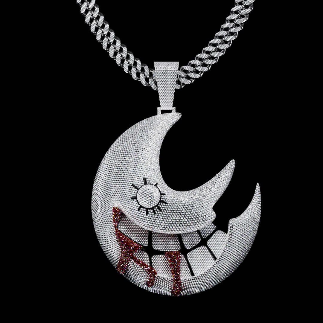 Trippie Redd Blood Moon Pendant Chain 3D model rigged | CGTrader