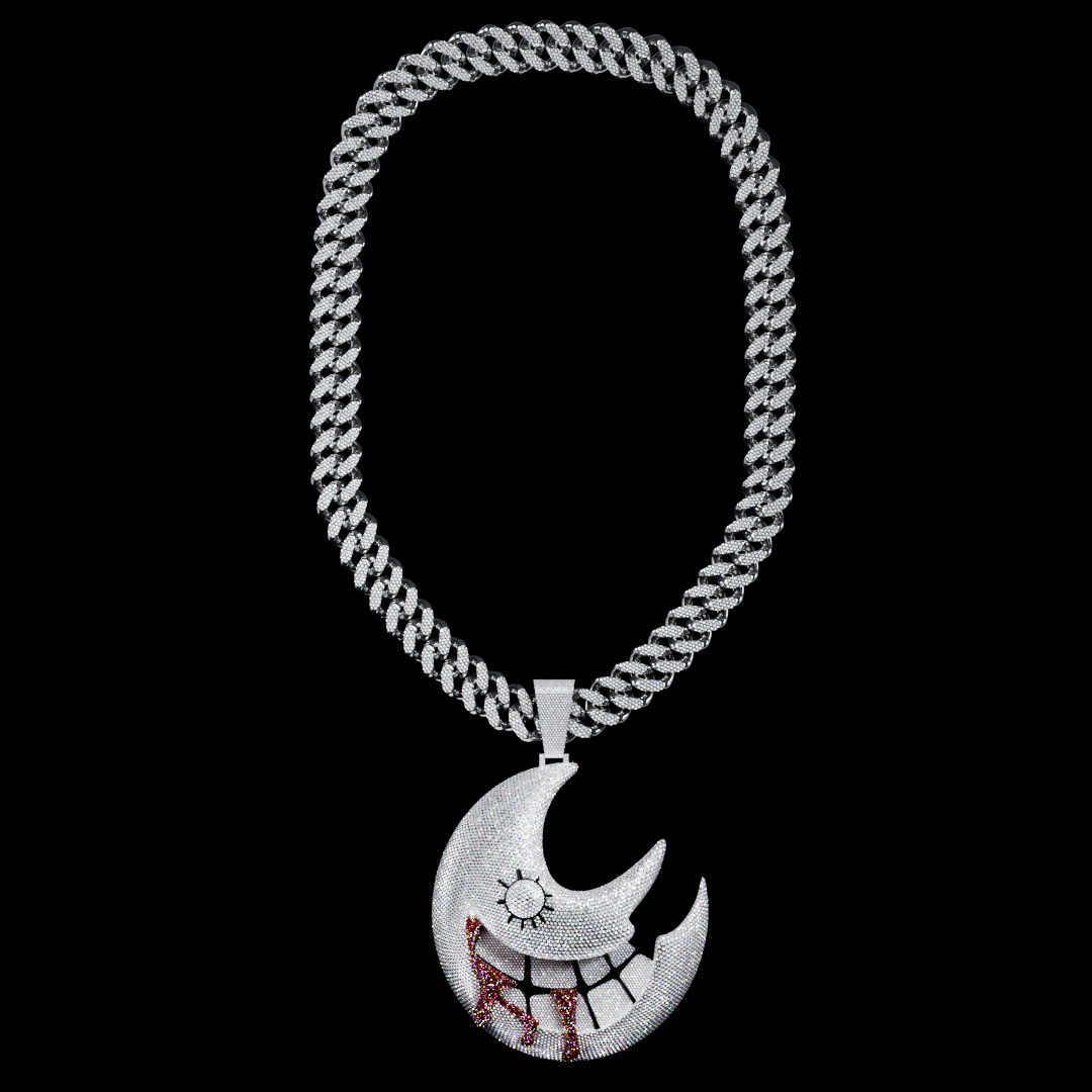 Trippie Redd Blood Moon Pendant Chain 3D model rigged | CGTrader