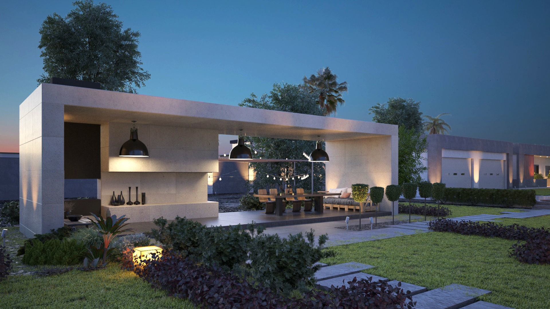 Modern House 3D Scene Environment with Forest Surrounded 3D model ...