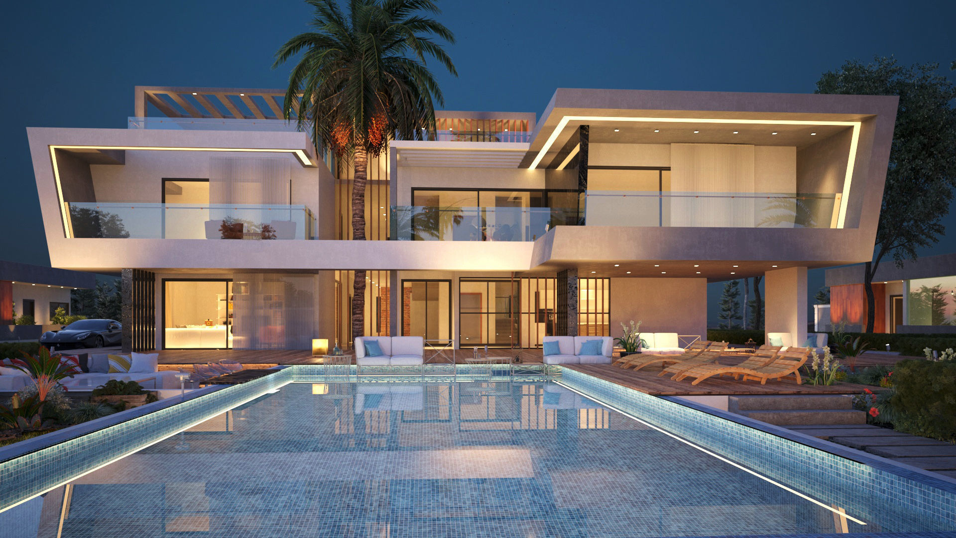 Modern House 3D Scene Environment with Forest Surrounded 3D model ...