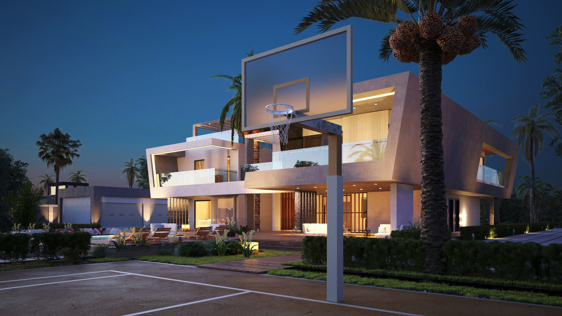 Modern House 3D Scene Environment with Forest Surrounded 3D model ...