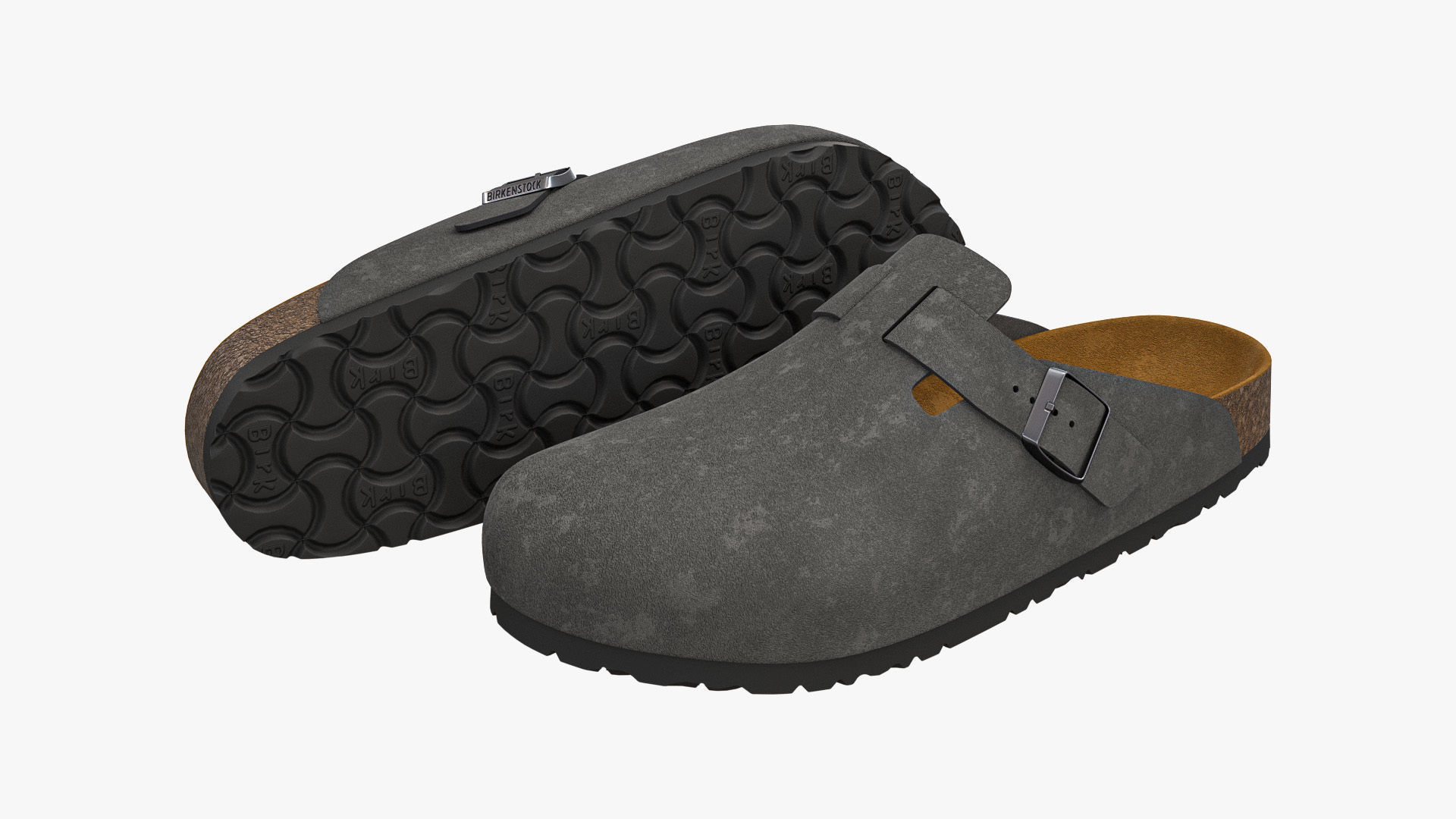 Birkenstock Boston Grey Suede 3D model | CGTrader