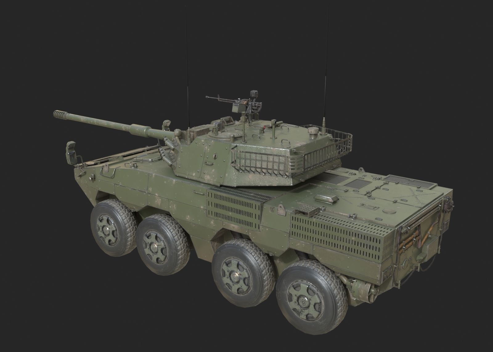 3D model 4 coatings of PLA Army ZTL11 ZTL-11 105mm wheeled Tank ...