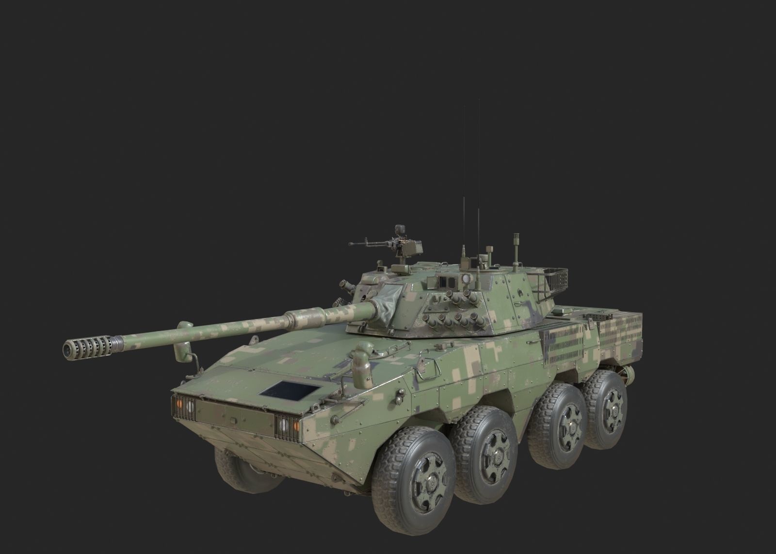 3D model 4 coatings of PLA Army ZTL11 ZTL-11 105mm wheeled Tank ...