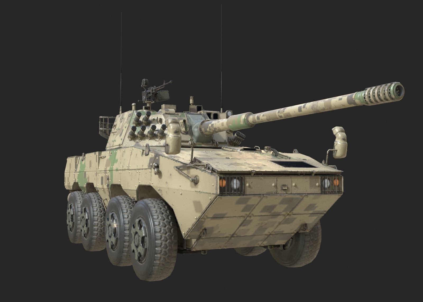 3D model 4 coatings of PLA Army ZTL11 ZTL-11 105mm wheeled Tank ...