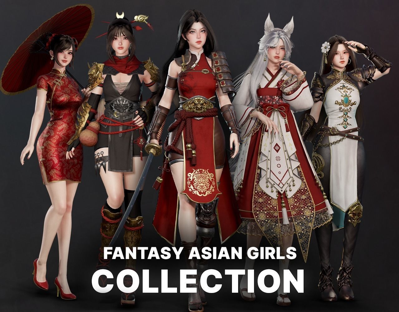 Fantasy Asian Girls Collection - Game Ready VR / AR / low-poly | CGTrader