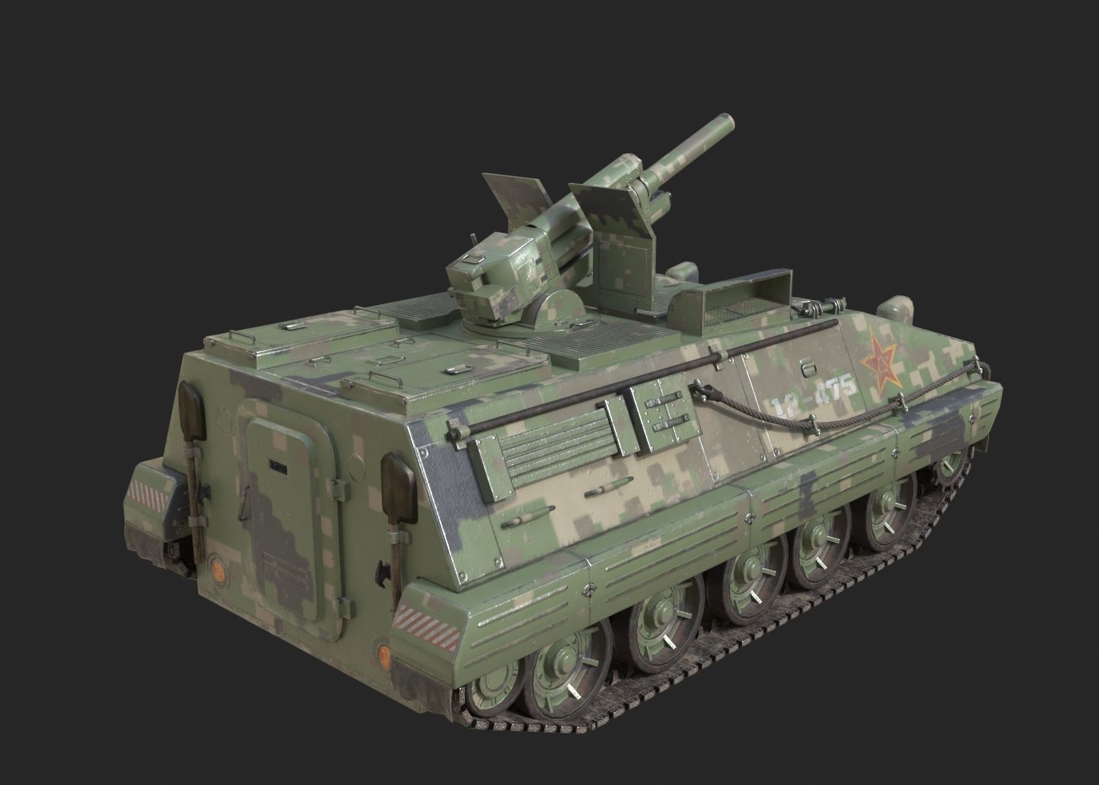 3D model 4 coatings of PLA Army PLZ70 122mm self-propelled howitzer VR ...