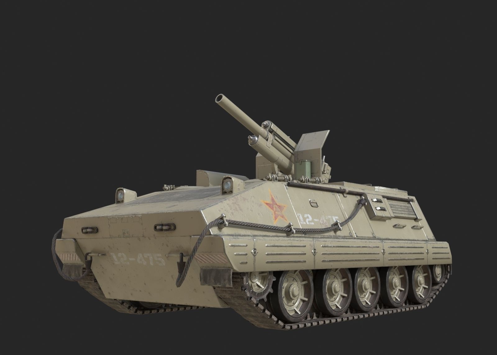 3D model 4 coatings of PLA Army PLZ70 122mm self-propelled howitzer VR ...
