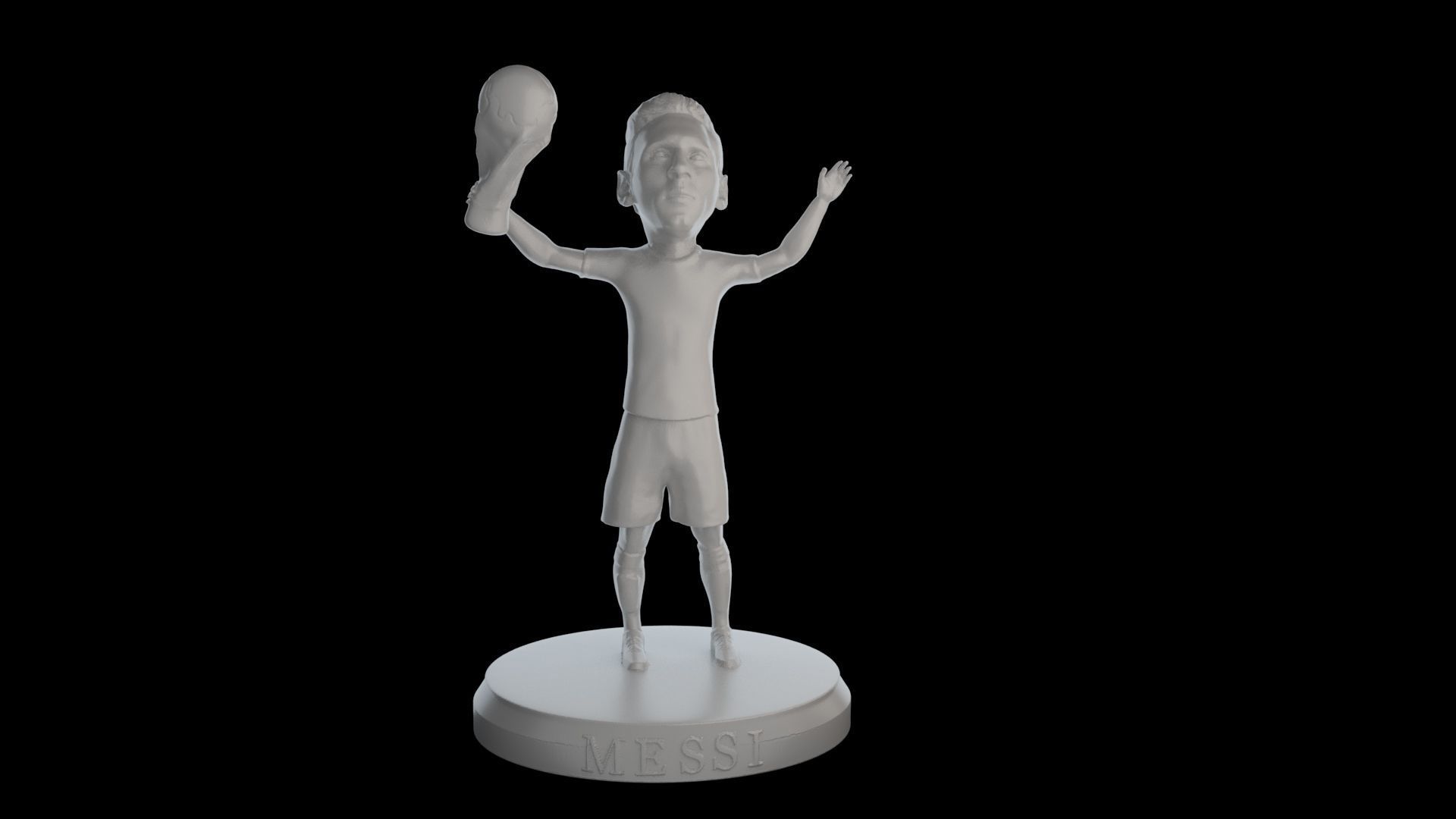 Lionel Messi with World Cup 3D print model 3D model 3D printable | CGTrader