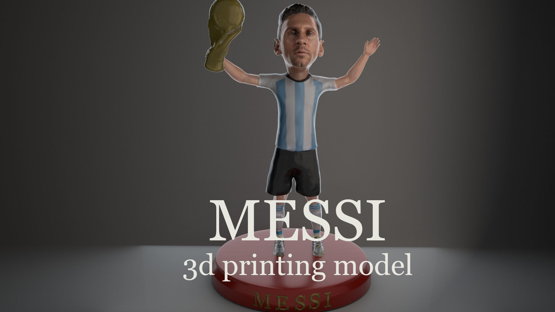 Lionel Messi with World Cup 3D print model 3D model 3D printable | CGTrader