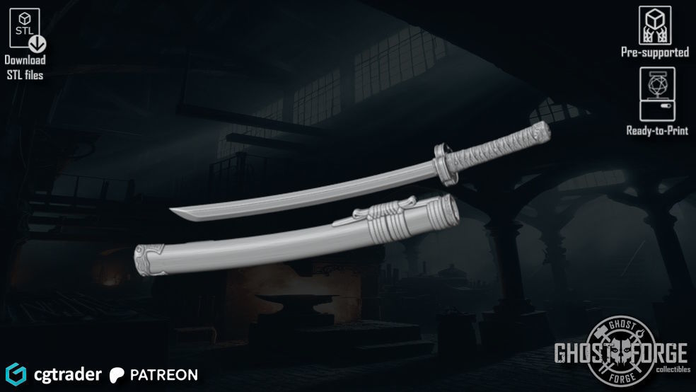 Katana Samurai Sword 3D model 3D printable | CGTrader