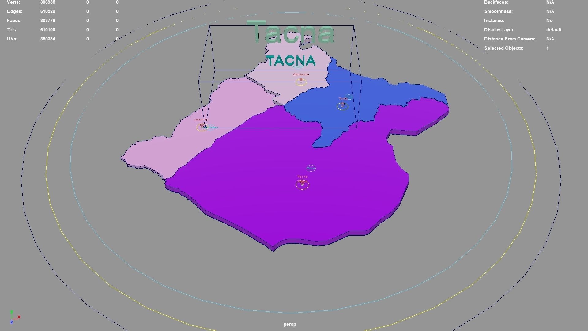 Tacna Peru map region geography political geographic 3D model rigged ...