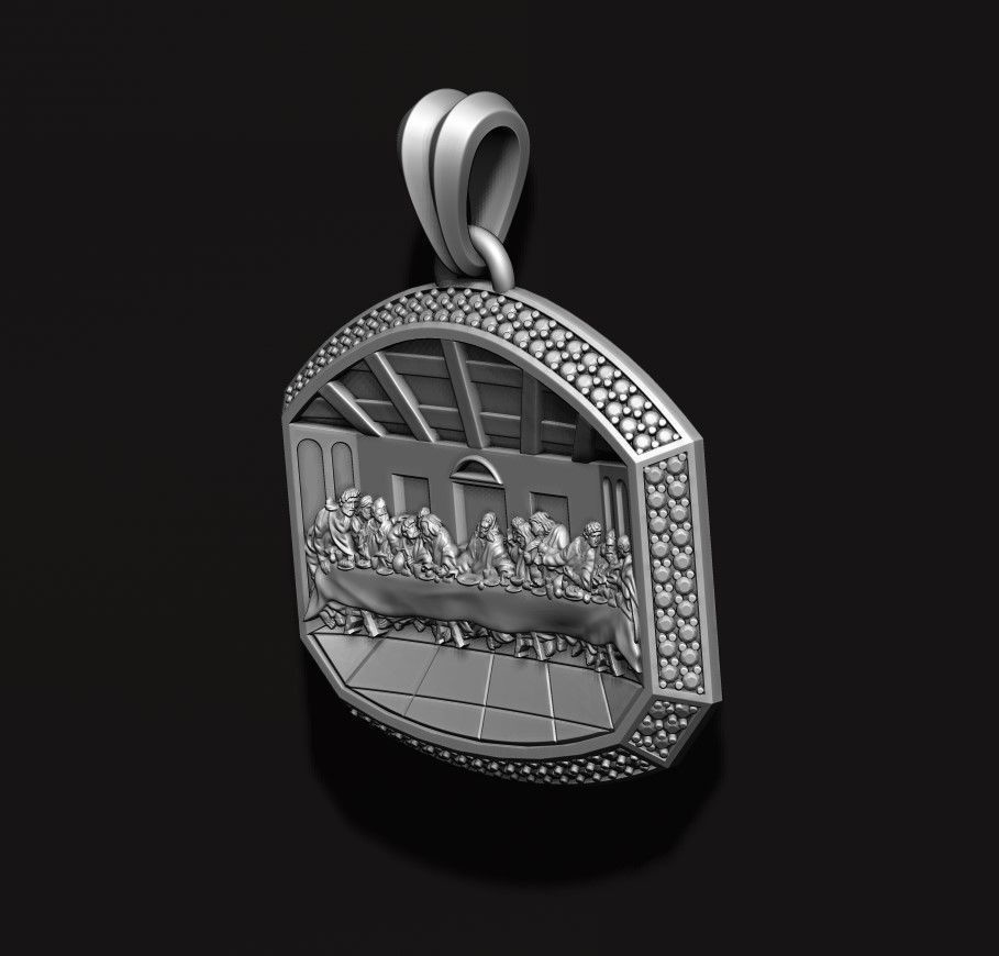 Last Supper Pendant Basrelief With Gems 3D model 3D printable | CGTrader