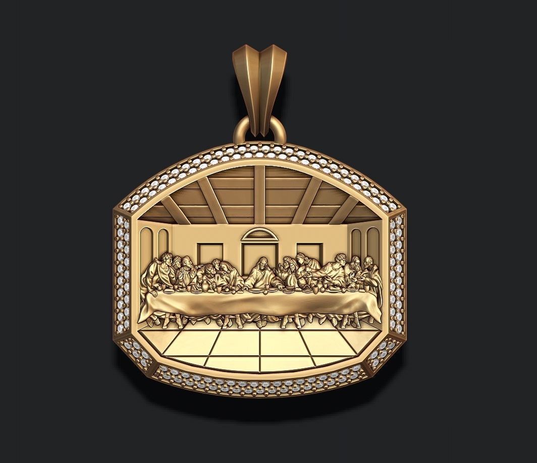 Last Supper Pendant Basrelief With Gems 3D model 3D printable | CGTrader