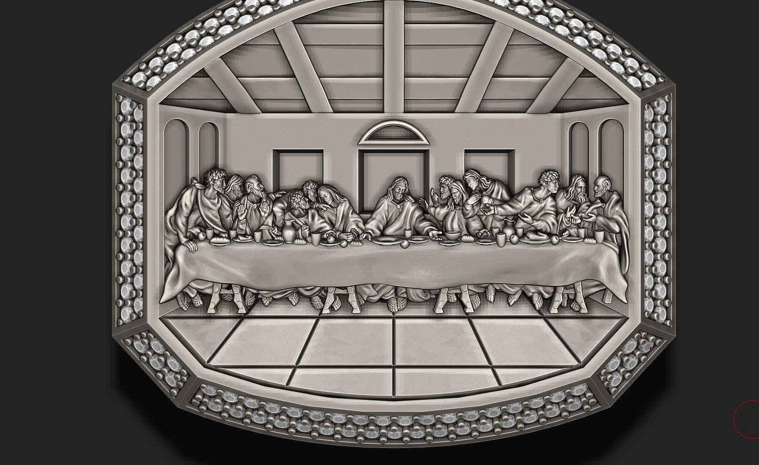 Last Supper Pendant Basrelief With Gems 3D model 3D printable | CGTrader