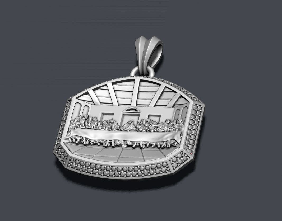 Last Supper Pendant Basrelief With Gems 3D model 3D printable | CGTrader