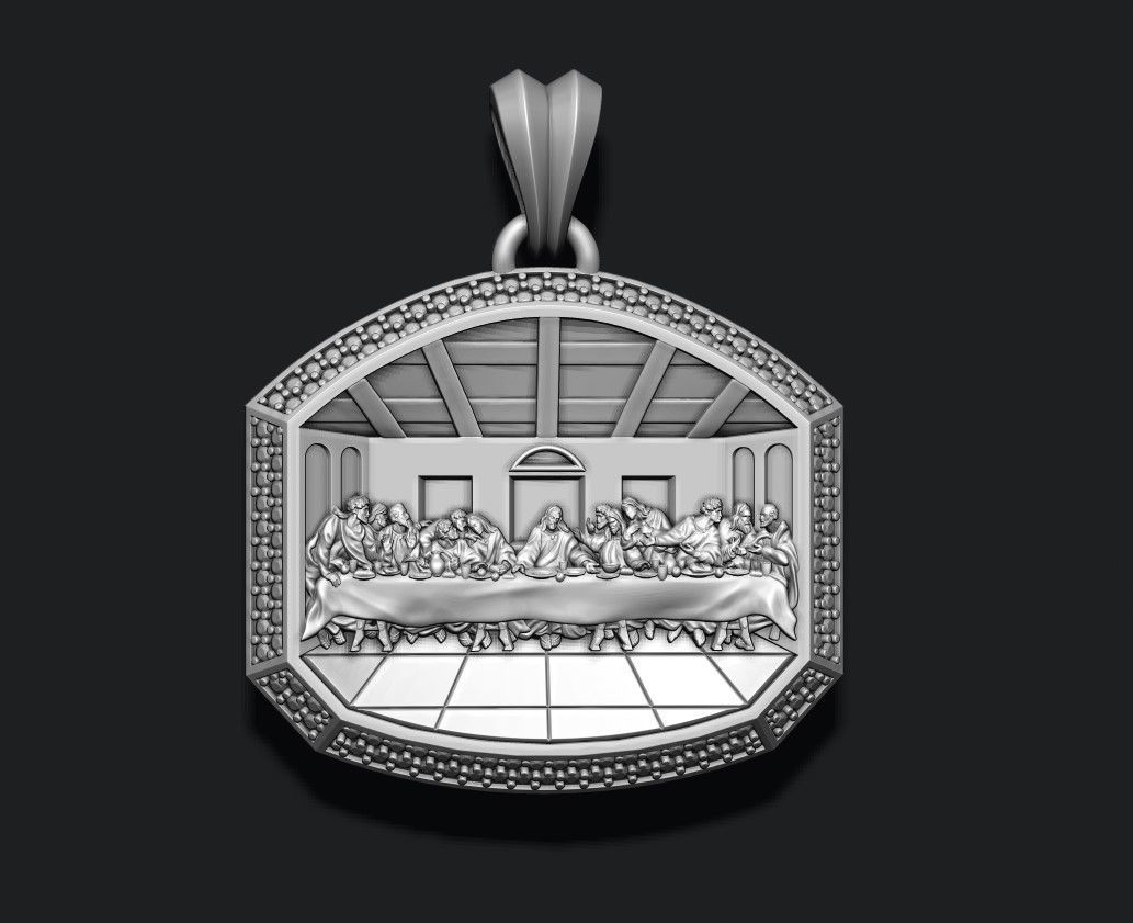 Last Supper Pendant Basrelief With Gems 3D model 3D printable | CGTrader