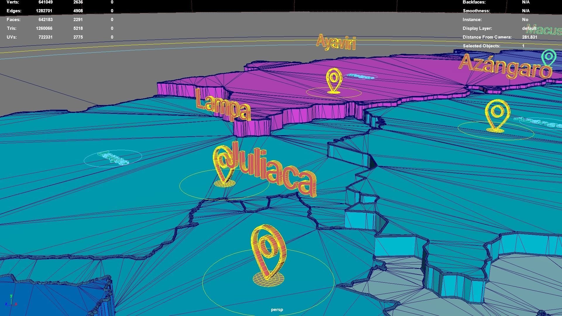 Puno Peru map region geography political geographic 3D model rigged ...
