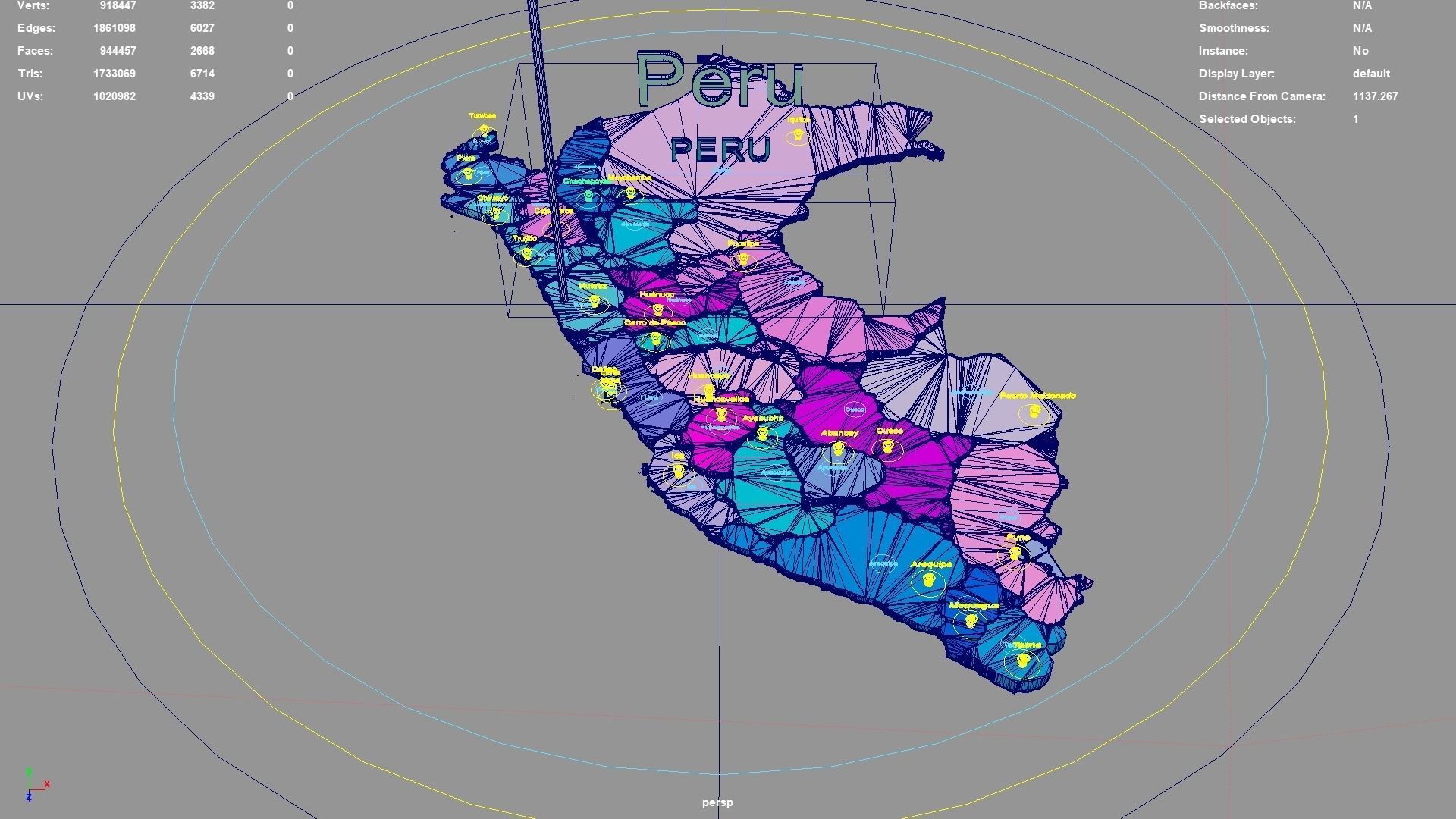 Peru map region geography political geographic administrative 3D model ...