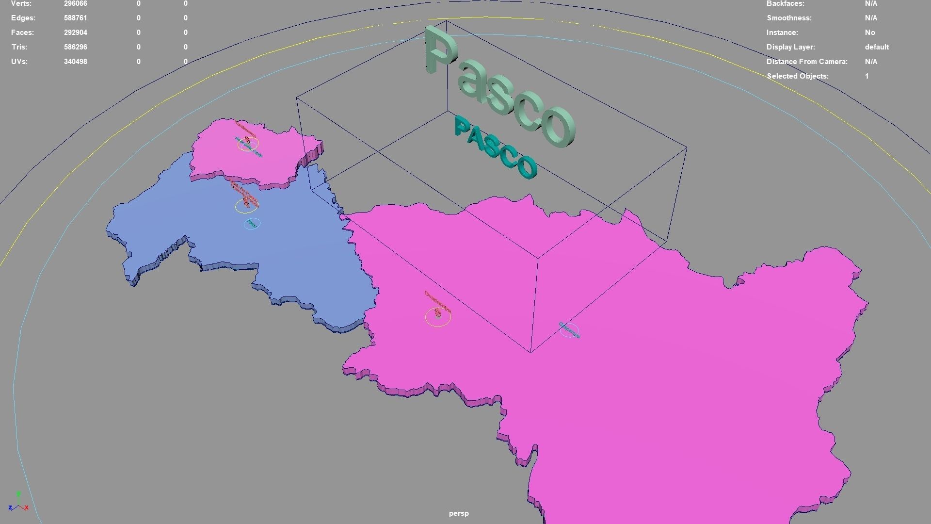 Pasco Peru map region geography political geographic 3D model rigged ...