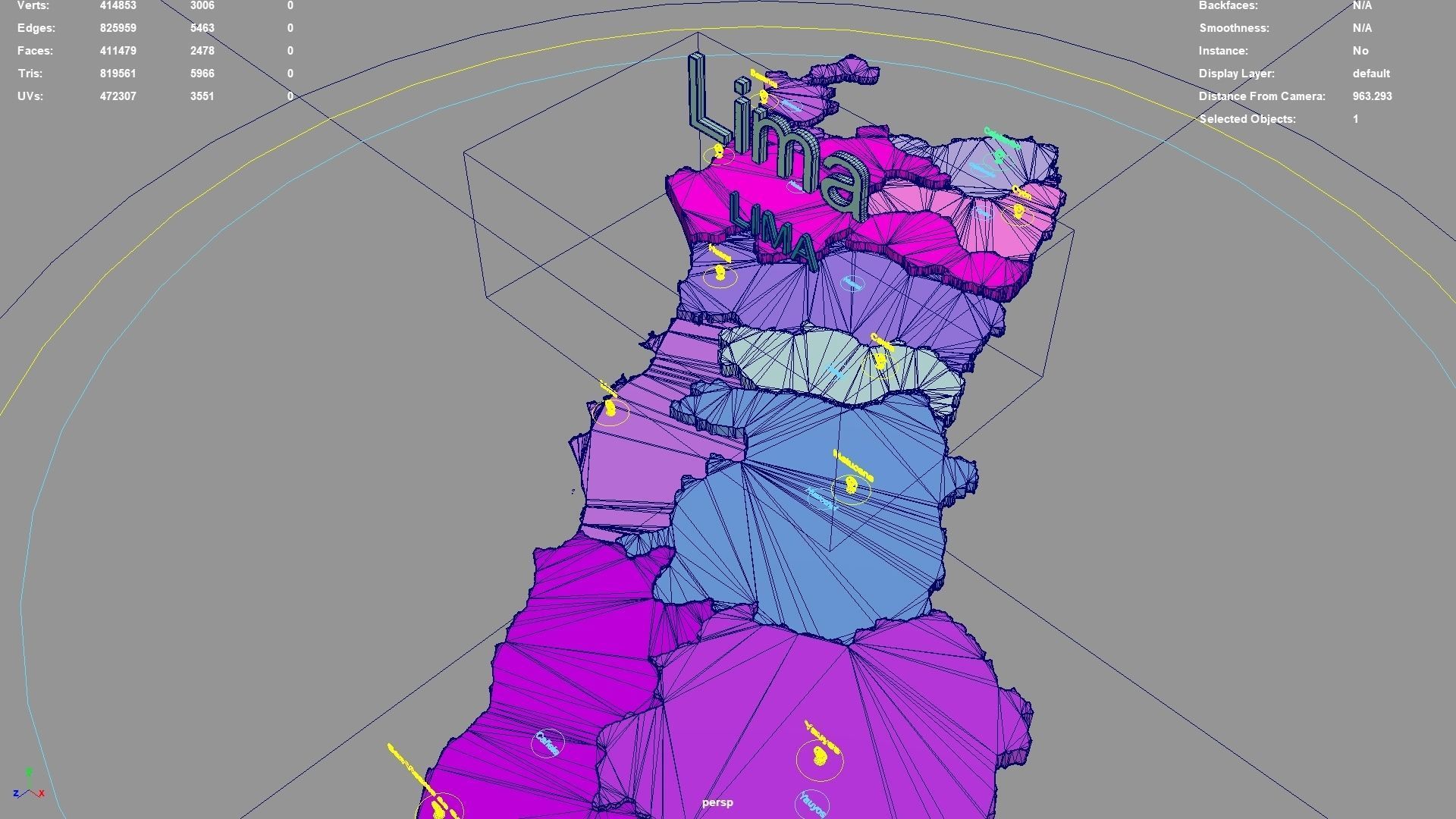 Lima Peru map region geography political geographic 3D model rigged ...