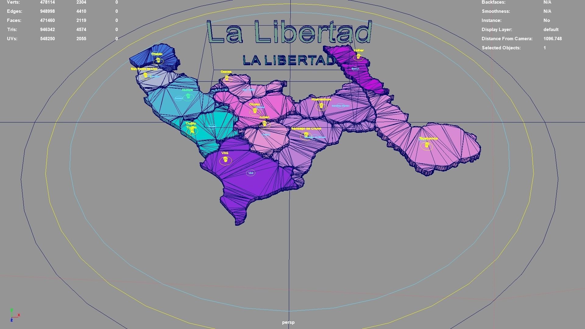 La Libertad Peru map region geography political geographic 3D model ...