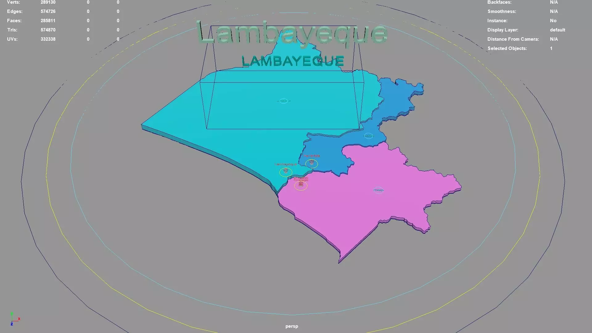 Lambayeque Peru map region geography political geographic 3D model ...