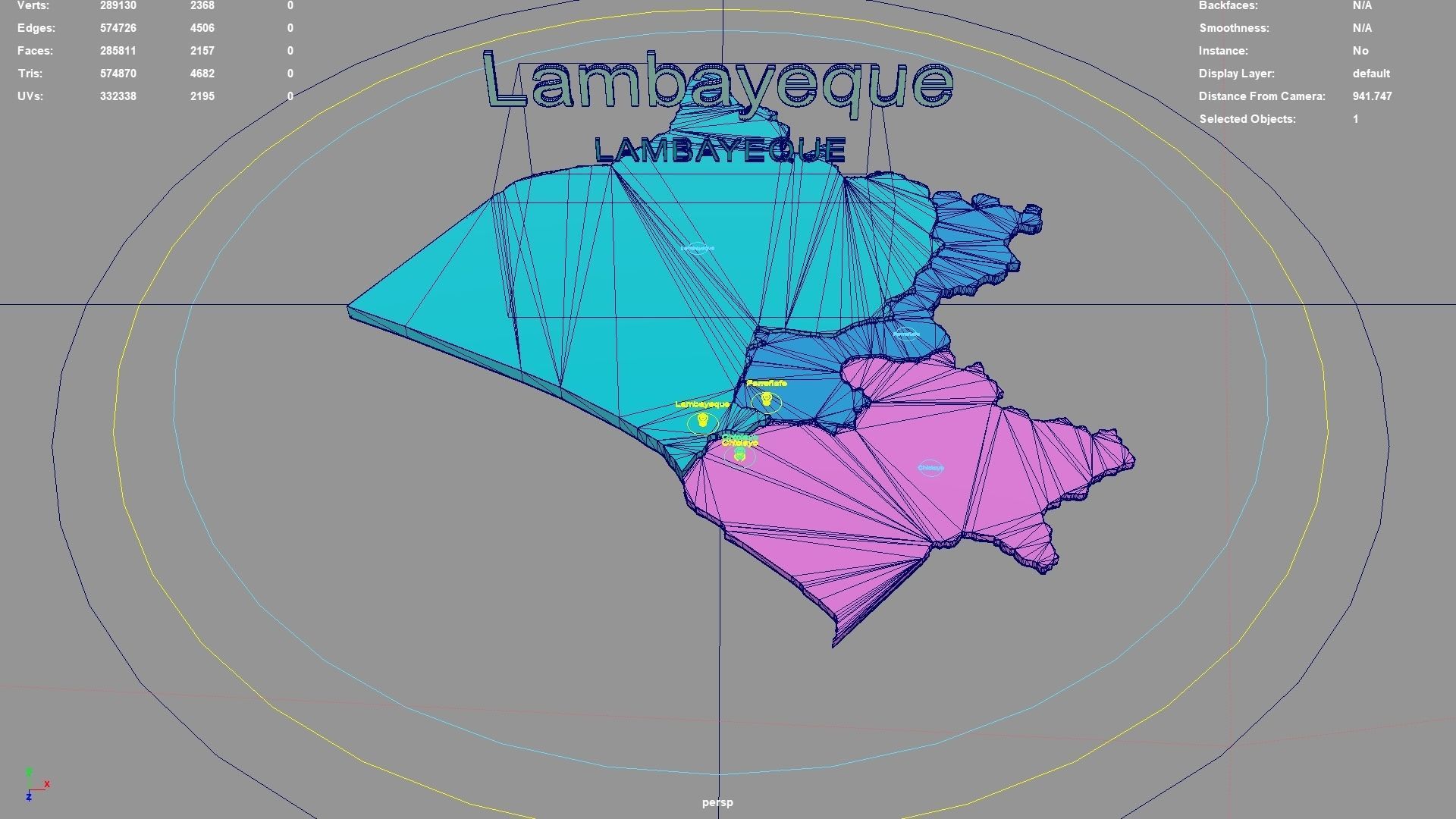Lambayeque Peru map region geography political geographic 3D model ...